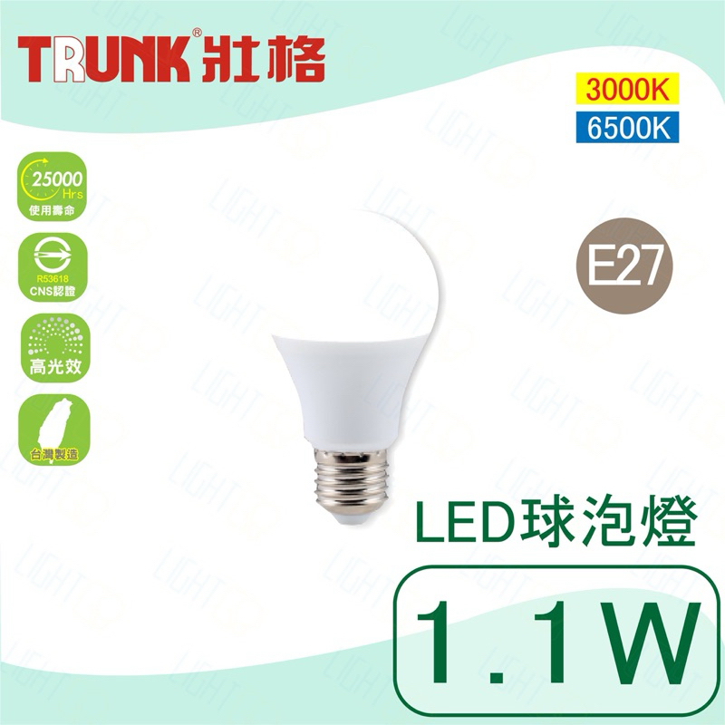 快速出貨 壯格 LED 1.1W E27球泡燈 LED燈泡 全電壓燈泡 小夜燈 美術燈 [保固一年] | 蝦皮購物