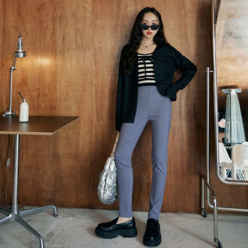 OB嚴選 視覺細-5KG．彈力塑型高腰九分窄管褲 《BA7561》小黑褲/大尺碼/女裝/現貨 | 蝦皮購物