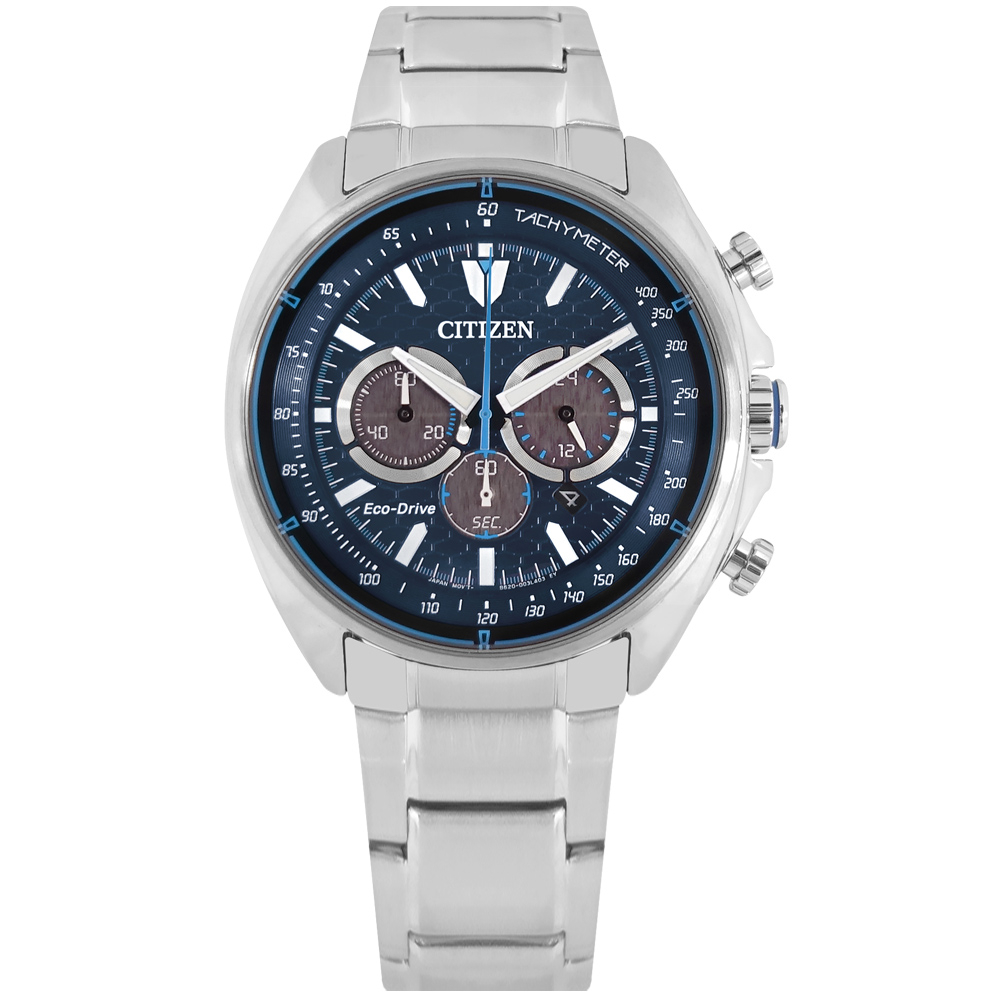 CITIZEN / 光動能 三眼計時 日期 防水100米 不鏽鋼手錶 藍色 / CA4560-81L / 44mm | 蝦皮購物
