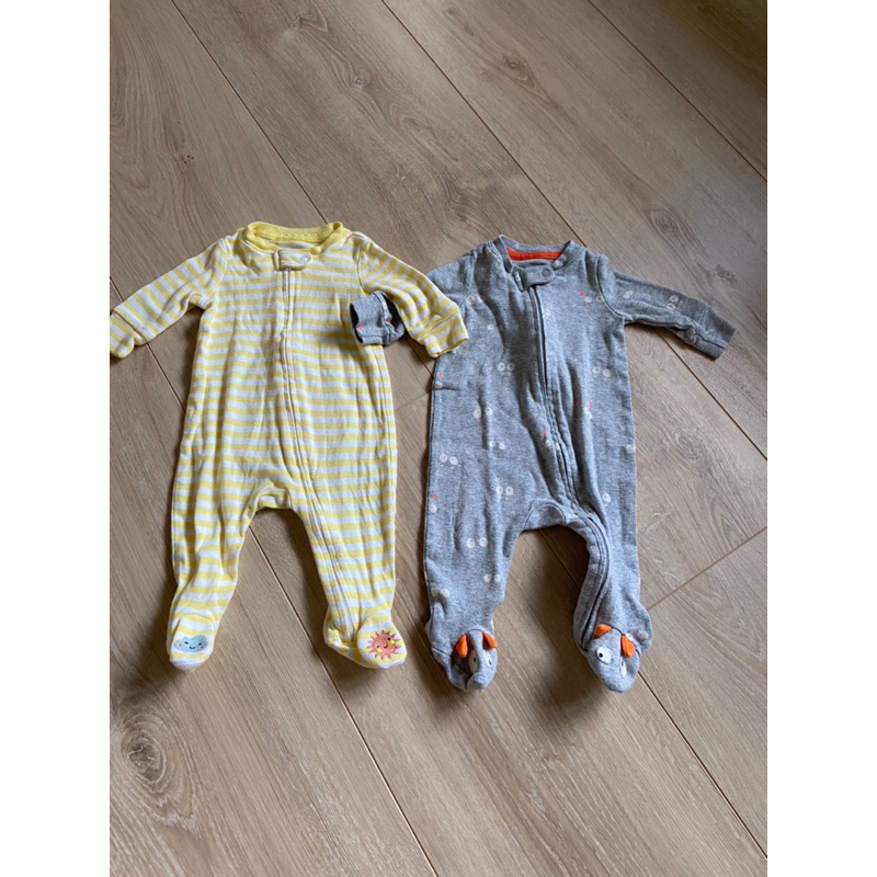 合售 baby GAP 嬰兒 童裝 黃色白色條紋 小太陽圖案 連身衣 灰色 小灰塵 長袖長褲拉鍊睡衣 0-3M 新生兒 | 蝦皮購物