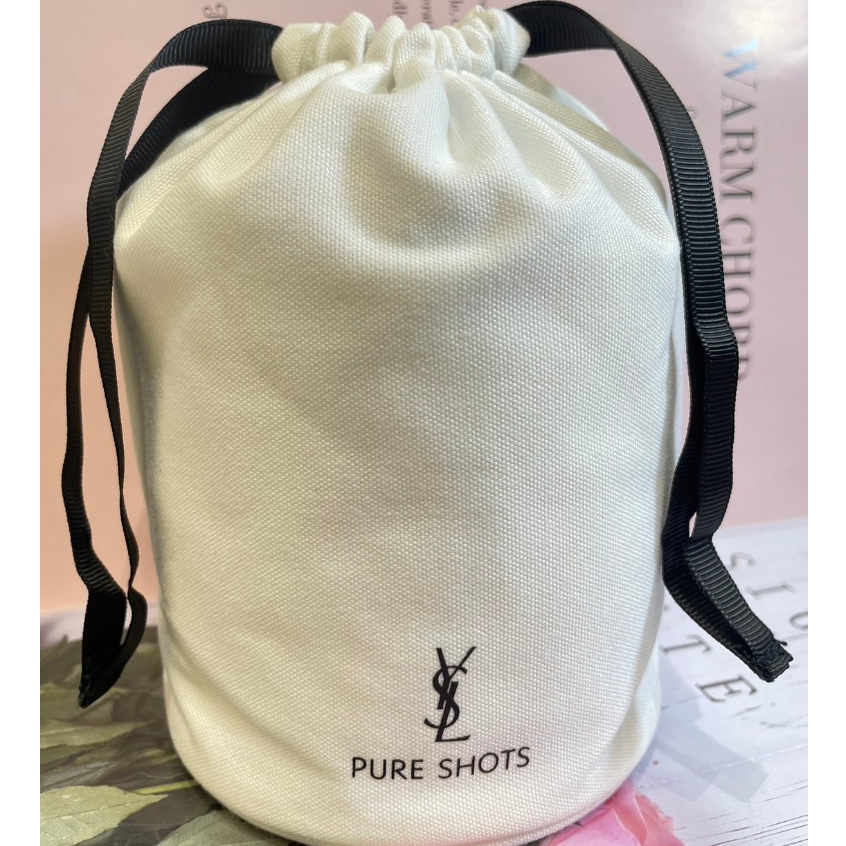 YSL 時尚純白迷你水桶包/化妝包(百貨公司標) | 蝦皮購物