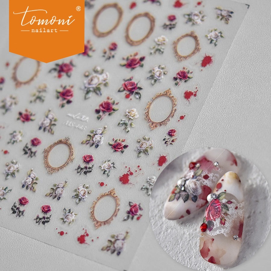 tomoni-高端系列美甲貼紙**莫矢聯名系列**(MS-419)復古玫瑰花 | 蝦皮購物