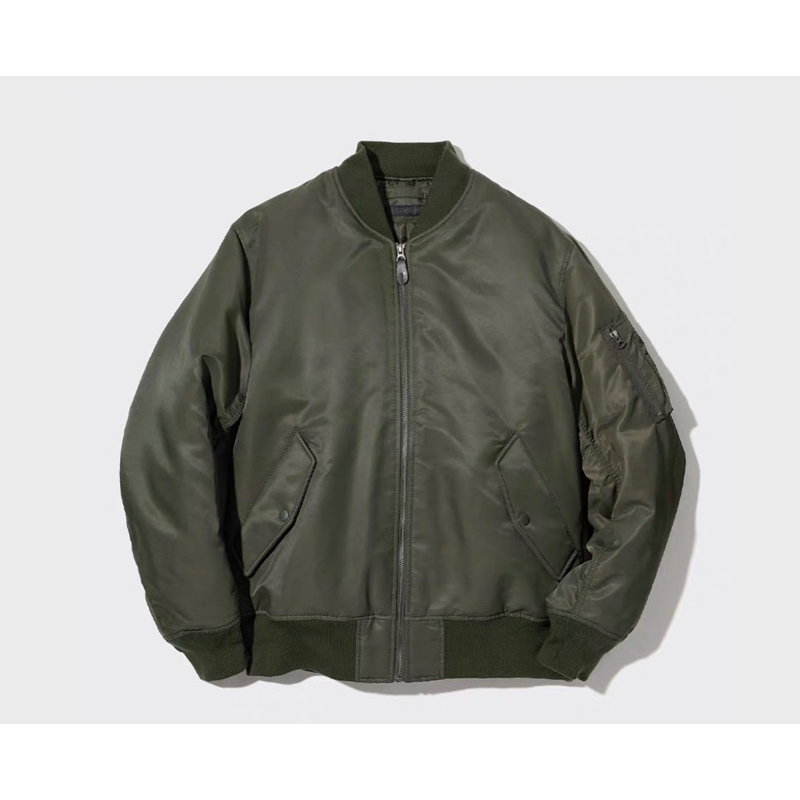 UNIQLO MA1 飛行外套 橄欖綠 墨綠色 男S | 蝦皮購物