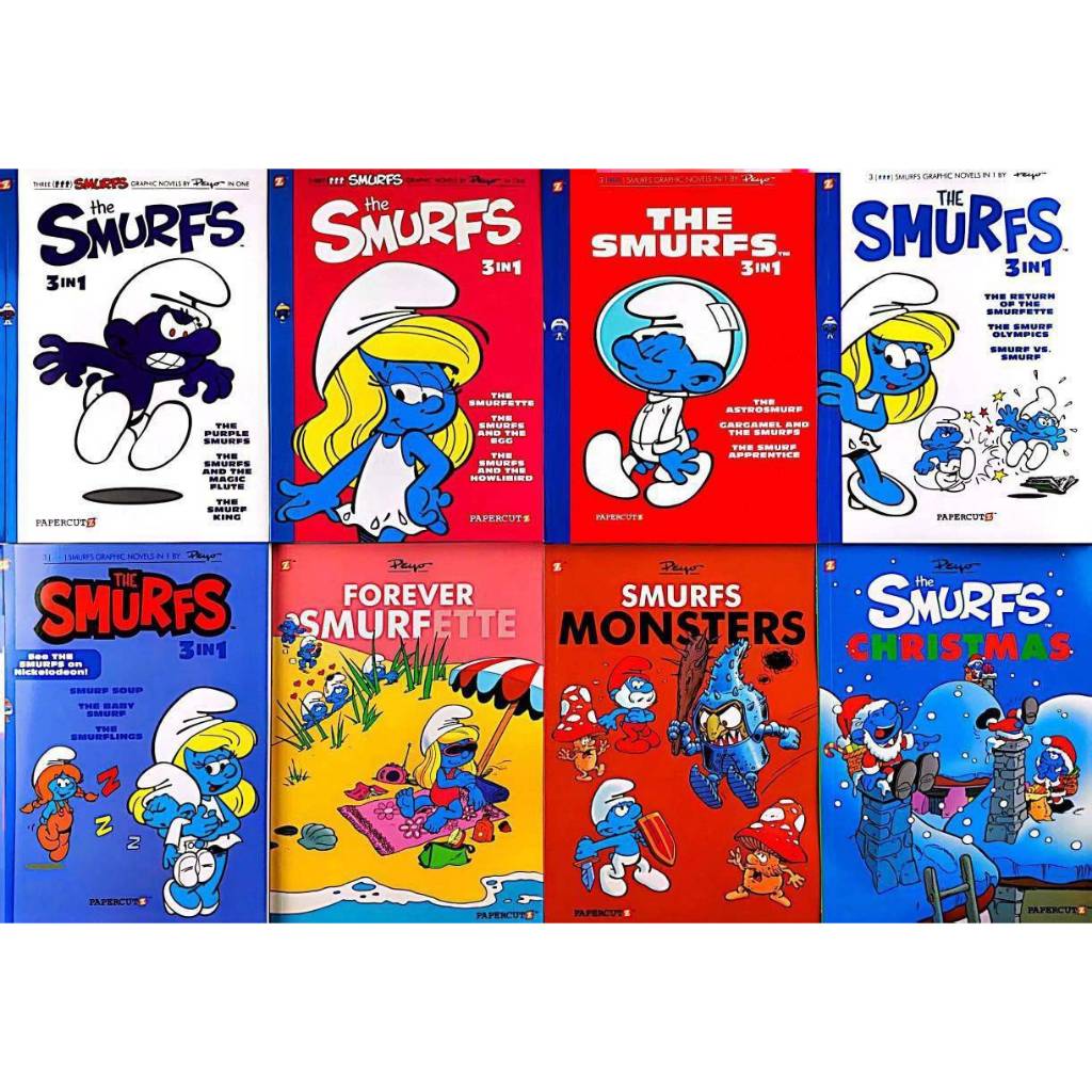 英文The Smurfs 1-15 (全套8本) 藍精靈漫畫繪本 故事 5冊合輯 包含15個故事+ 3本全彩繪本漫畫書 | 蝦皮購物