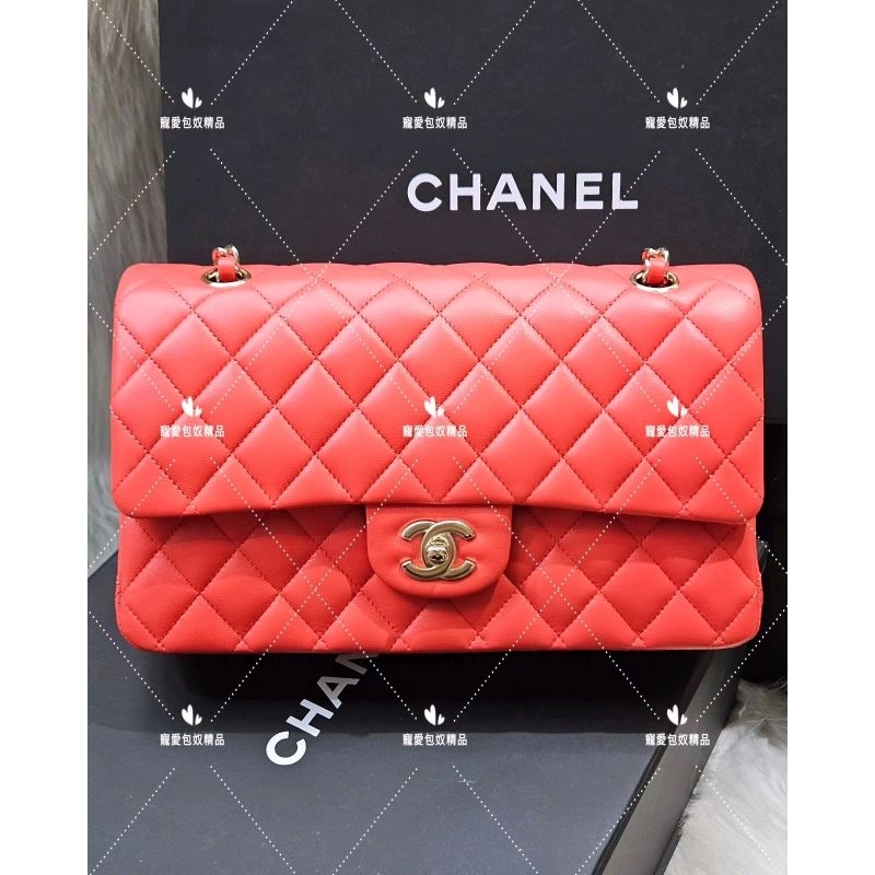 chanel coco25 橘紅淡金羊皮 | 蝦皮購物