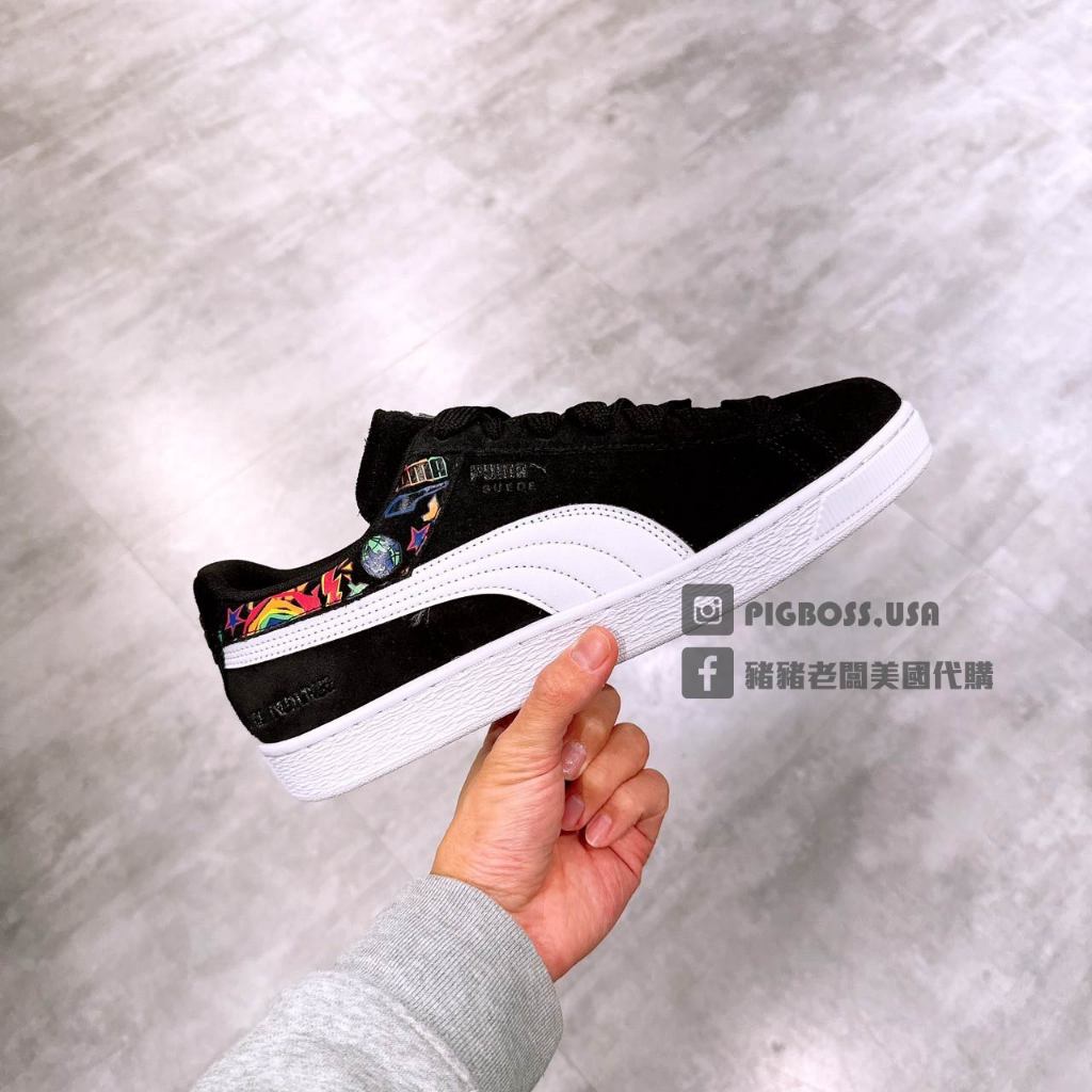 【豬豬老闆】PUMA Suede WAE 黑白 麂皮 印花 寬版鞋帶 運動 休閒鞋 男鞋 39097201 | 蝦皮購物
