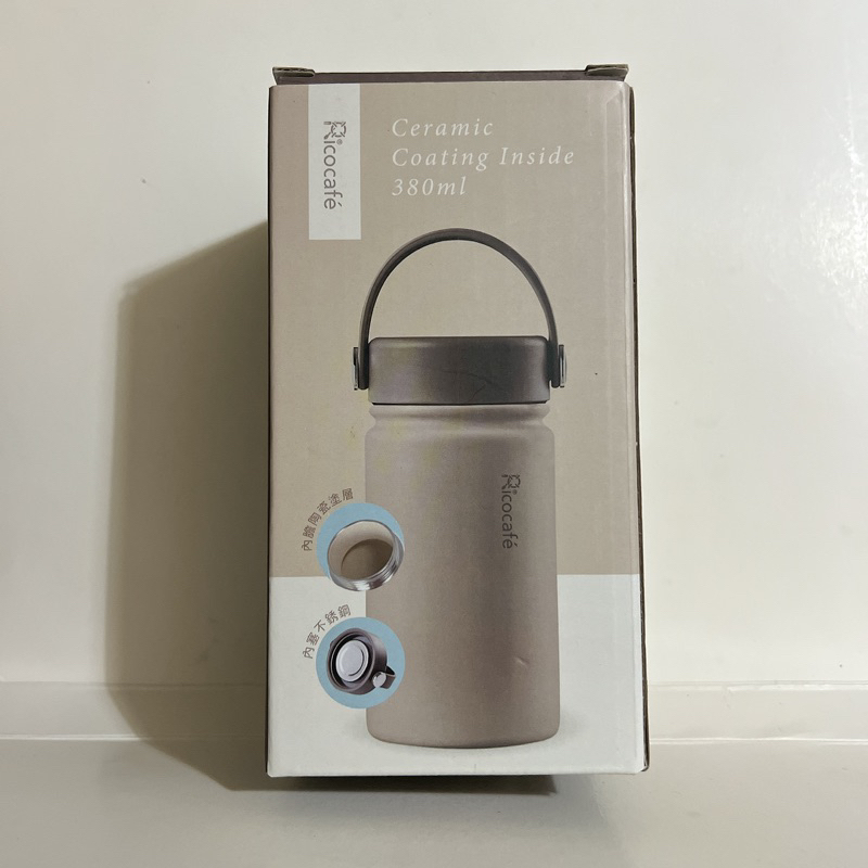 全新 Rico 瑞可【手提保溫杯】陶瓷塗層 真空陶喜杯380ml 奶茶色 | 蝦皮購物