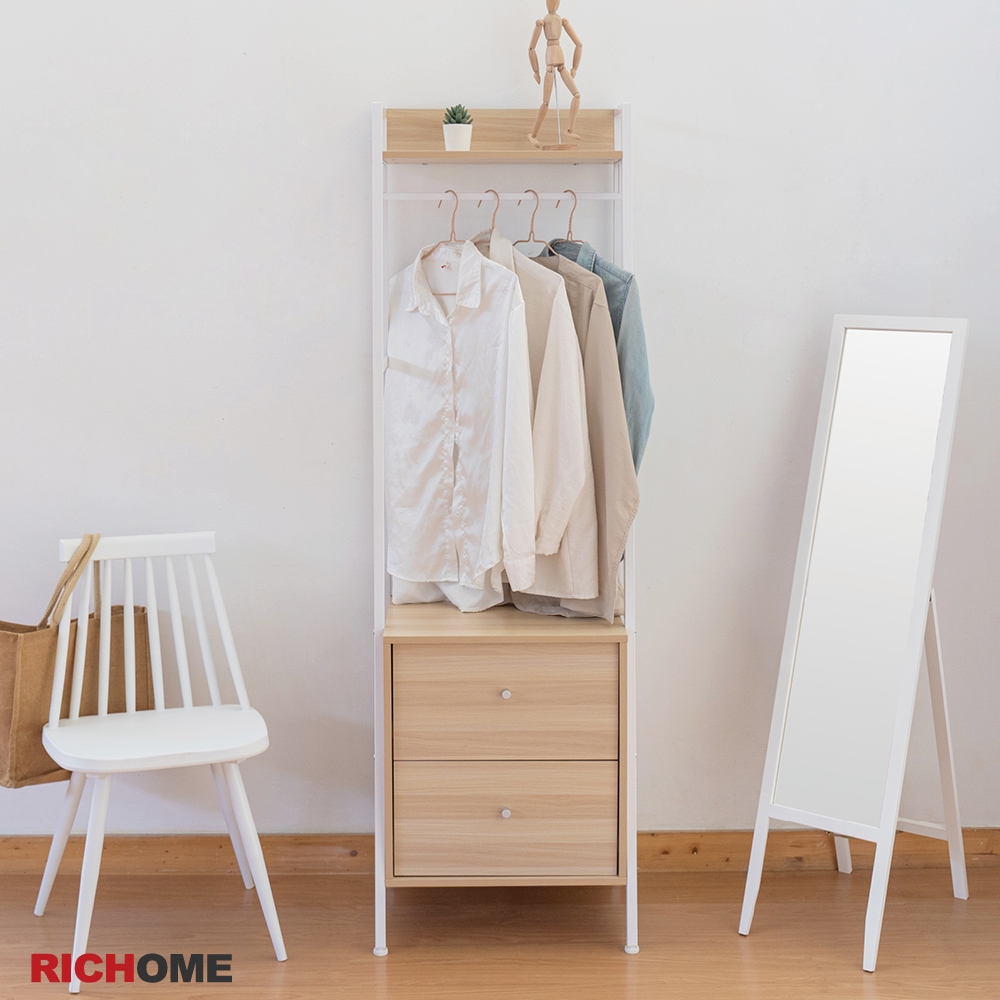 RICHOME 福利品 WA-222 凱德琳雙抽小衣櫥架 衣櫥 衣櫥架 置物架 玄關架 掛衣架 開放式 | 蝦皮購物