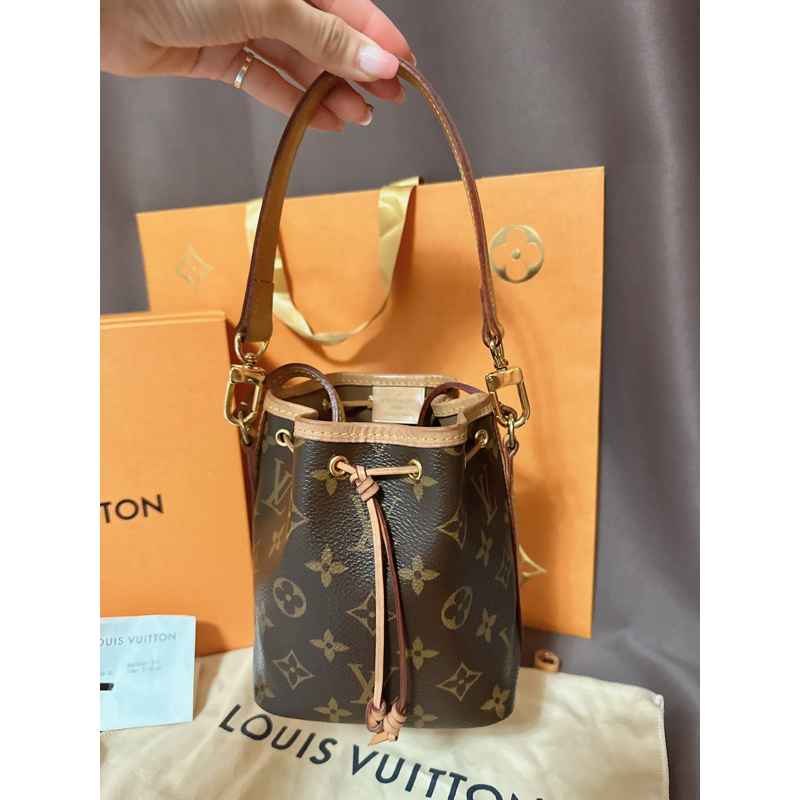 保證真品-二手超美品 全配 Louis Vuitton nano noe 迷你 水桶包 可手提肩背斜背 分期 刷卡 | 蝦皮購物