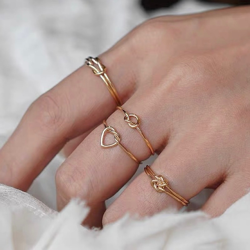 DJ訂製 洗手不用摘 美國14k包金打結戒指 永結同心同心結戒指14KGF | 蝦皮購物