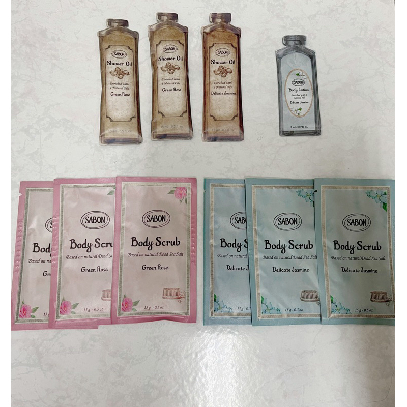 SABON 以色列綠玫瑰/茉莉花語身體磨砂膏15g 綠玫瑰/茉莉花語沐浴油15ml 試用包 小樣 | 蝦皮購物