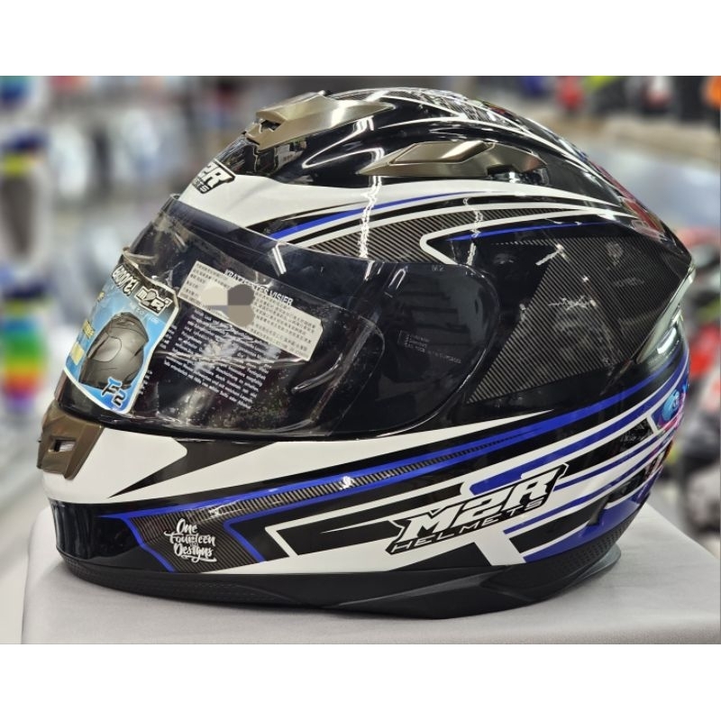 [力相安全帽 有實體店面 ]【特惠商品】M2R F2C全罩 彩繪#15黑藍 雙D扣 特價 現貨免運 | 蝦皮購物