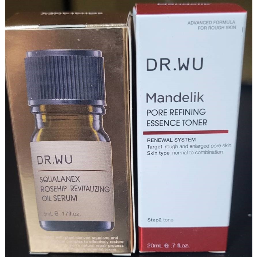 DR.WU 杏仁酸毛孔緊緻化妝水 20ml 角鯊玫瑰果賦活精華油5ml 保濕/緊緻/抗老 | 蝦皮購物