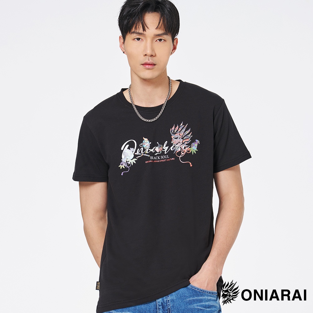 BLUE WAY 鬼洗 ONIARAI - 男款 和藝術日式元素文字側鬼短TEE(黑) | 蝦皮購物