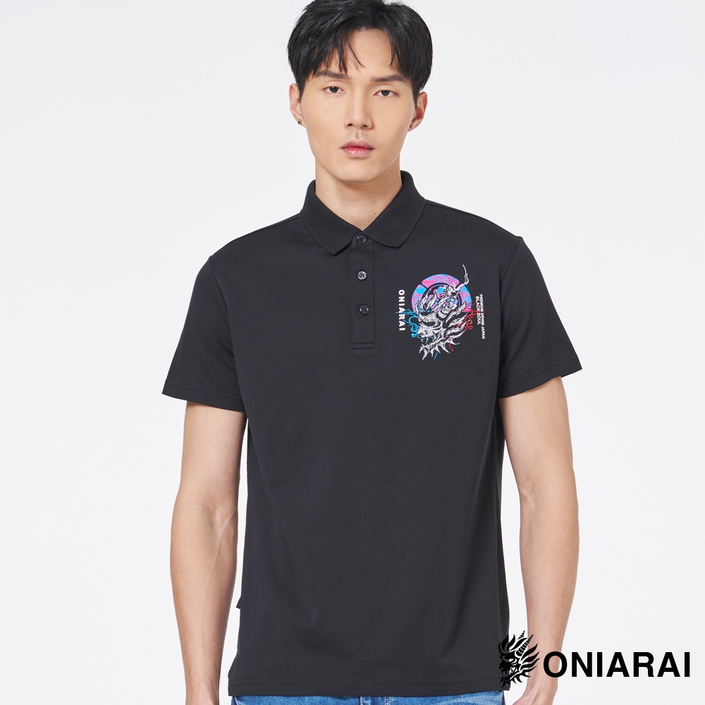 BLUE WAY 鬼洗 ONIARAI - 男款 和藝術彩色側鬼短袖POLO衫(黑) | 蝦皮購物
