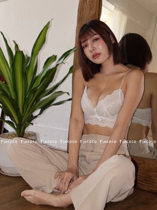 Pincoco 台灣出貨 現貨+預購 柔軟內墊輕奢感蕾絲無鋼圈內衣+內褲組 BAT029F | 蝦皮購物