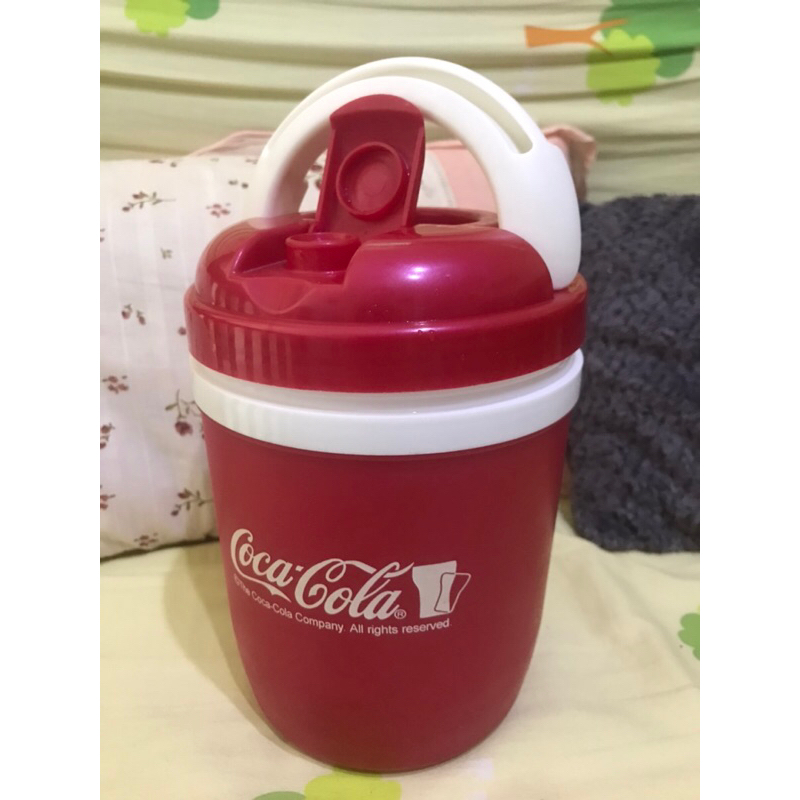 [2手]9成新 台灣製 可口可樂 Coca-Cola 經典 紅白色 小冰桶 手提飲料桶 900ml 胖胖杯 | 蝦皮購物