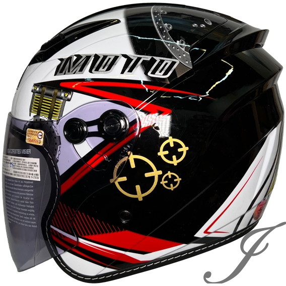 M2R J-7 J7#2 亮黑/白紅 內襯可拆 輕量化 3/4罩 安全帽 半罩 大頭圍適用《遠古騎士》 | 蝦皮購物