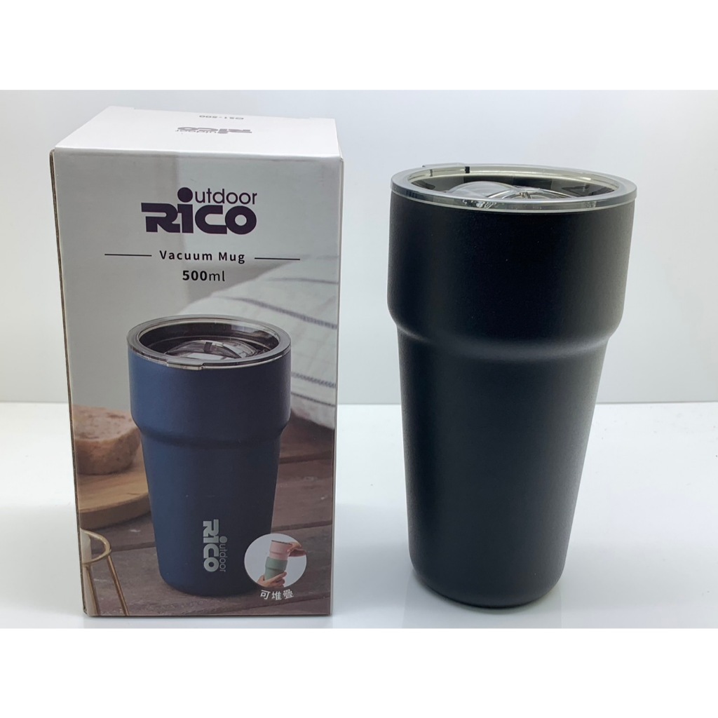 【全新】 RICO 瑞可 雙層真空 304 不鏽鋼 真空 隨享杯 500ml 可入超商咖啡杯 (OS1-500 黑色) | 蝦皮購物