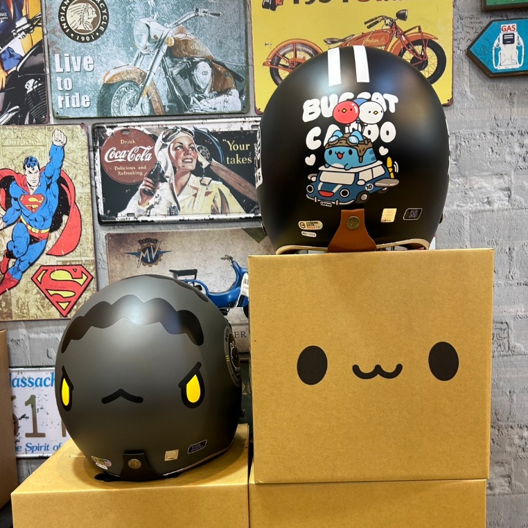 【164安全帽 】送泡泡鏡 NIKKO N401 咖波 10周年 安全帽 飛天車車 黑貓蟲 復古 3/4 | 蝦皮購物