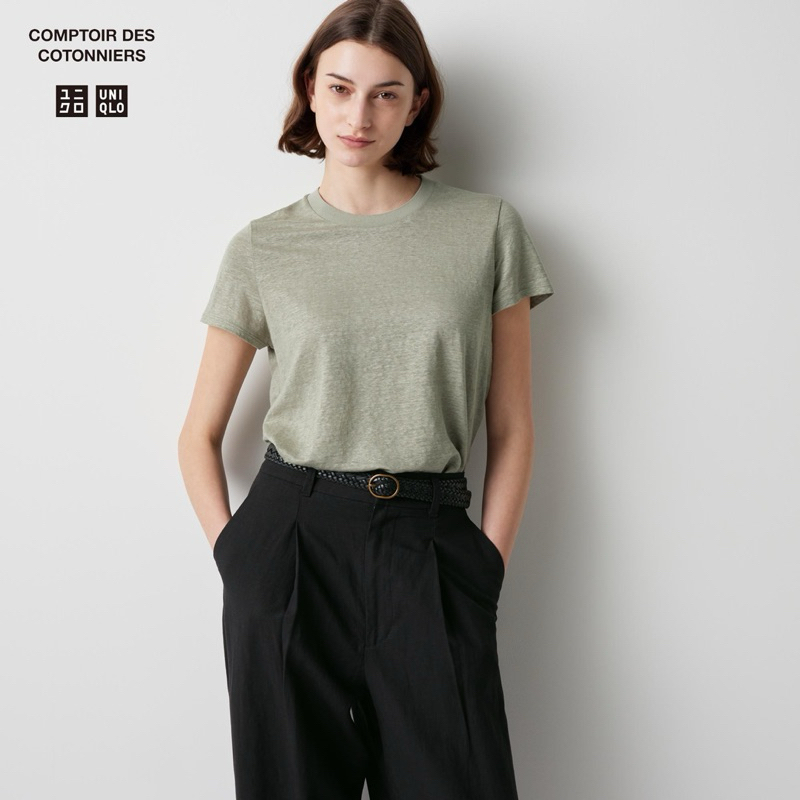 UNIQLO & COMPTOIR DES COTONNIERS 亞麻圓領T恤 CDC | 蝦皮購物