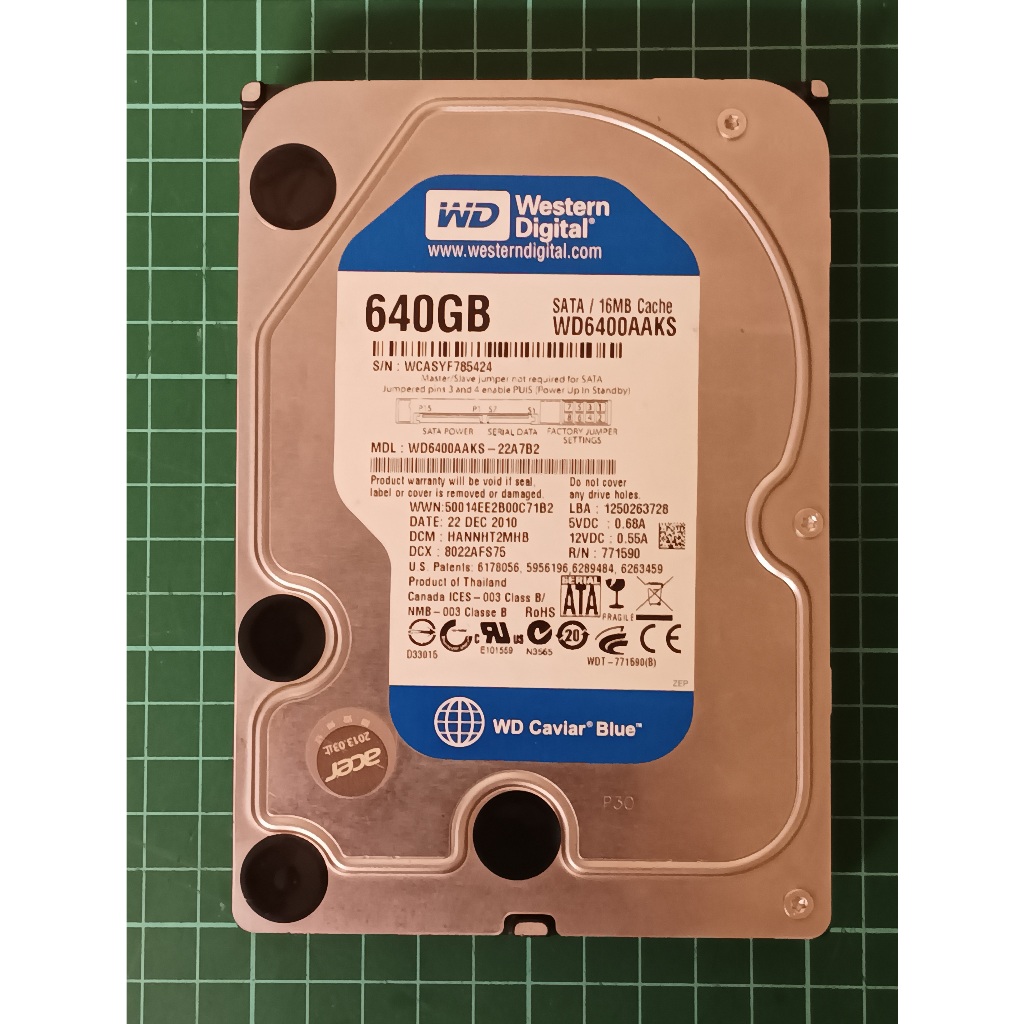 WD藍標 3.5吋 640GB(640G) SATA硬碟 WD6400AAKS-22A7B2 (良品/B229) | 蝦皮購物