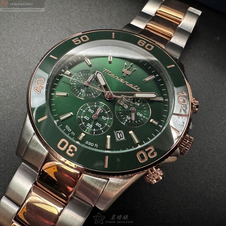 MASERATI手錶,編號R8873600004,44mm金綠色錶殼,金銀相間錶帶款 | 蝦皮購物