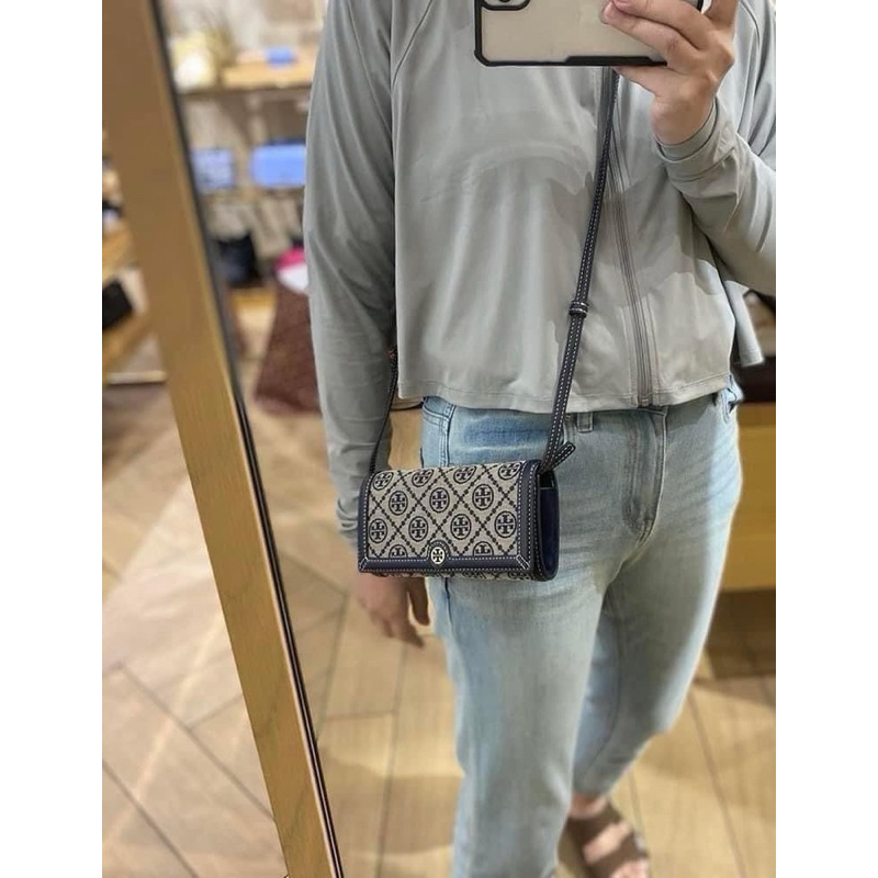 Tory Burch 專櫃款提花布Logo WOC TB 斜背小包 美國代購 專櫃款 丹寧 | 蝦皮購物
