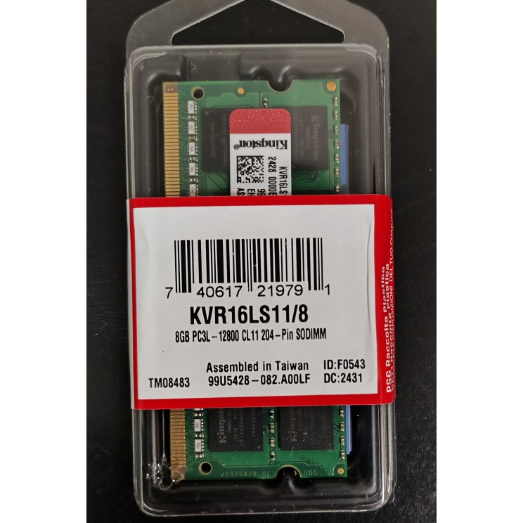 金士頓 Kingston 8GB DDR3L 1600 PC3L-12800S NB記憶體 KVR16LS11/8 | 蝦皮購物
