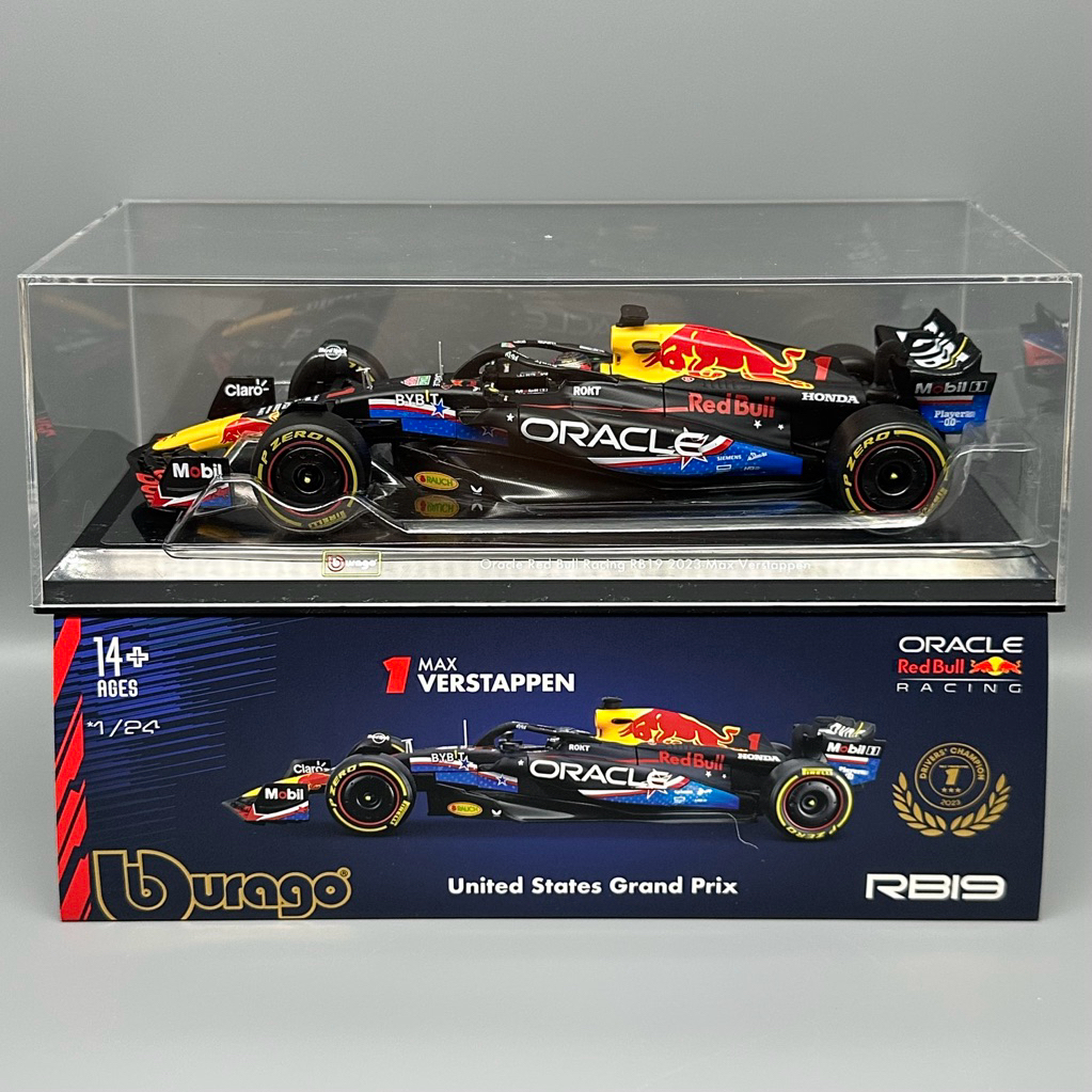【現貨供應 】Bburago Red Bull Racing Max RB19 美國站🇺🇸 特殊塗裝 冠軍🏆 1/24 | 蝦皮購物
