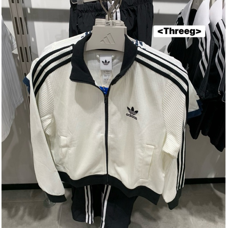 Threeg ADIDAS OG 運動針織外套 三線 寬鬆 柔軟 百搭 米白 女款 KC2649 | 蝦皮購物
