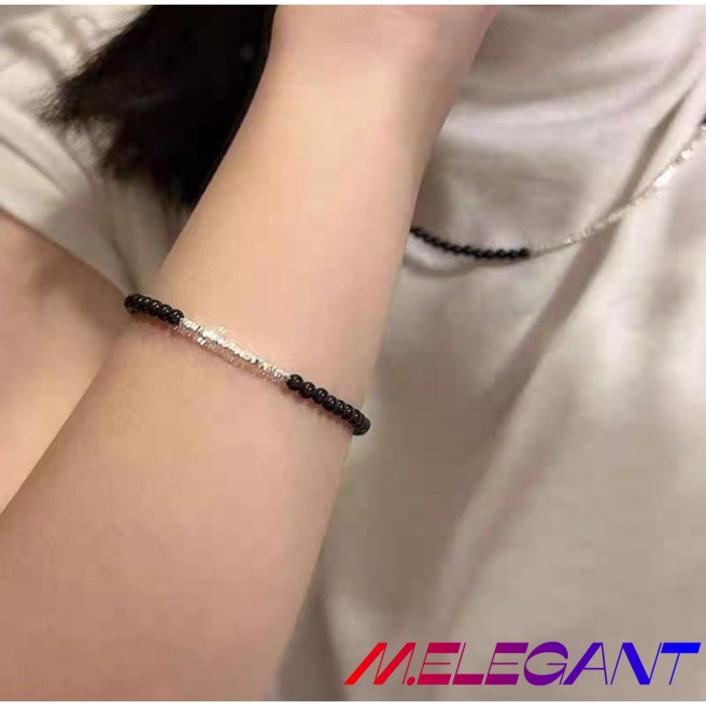 M.e.【24H出貨】純銀s925碎銀黑瑪瑙氣質手鍊 瑪瑙手鍊 | 蝦皮購物