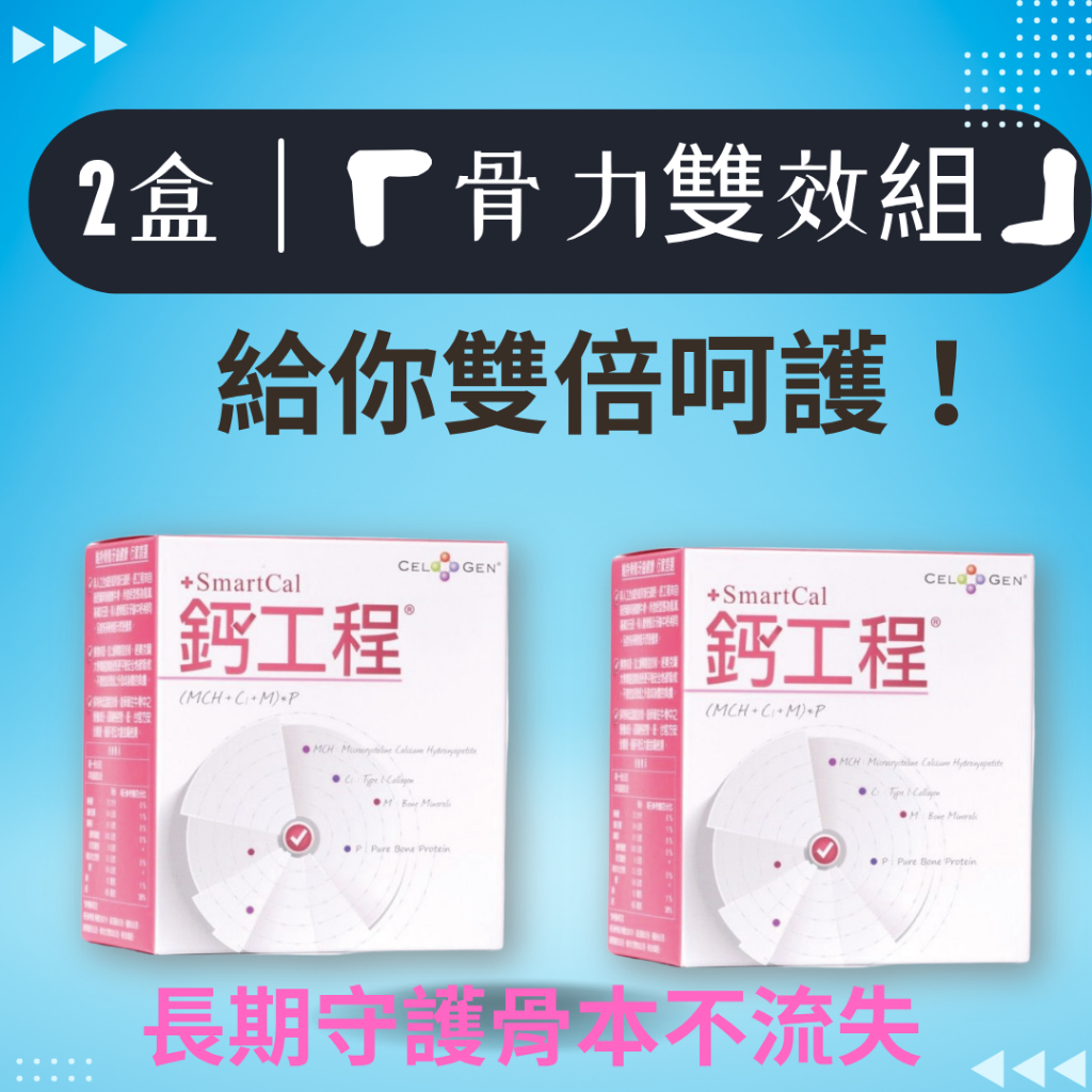【鈣工程】SmartCal 日常守護組（2盒）：日常吃，長期守護骨本不流失骨肌強健配方∣OKd專利骨鈣素 | 蝦皮購物