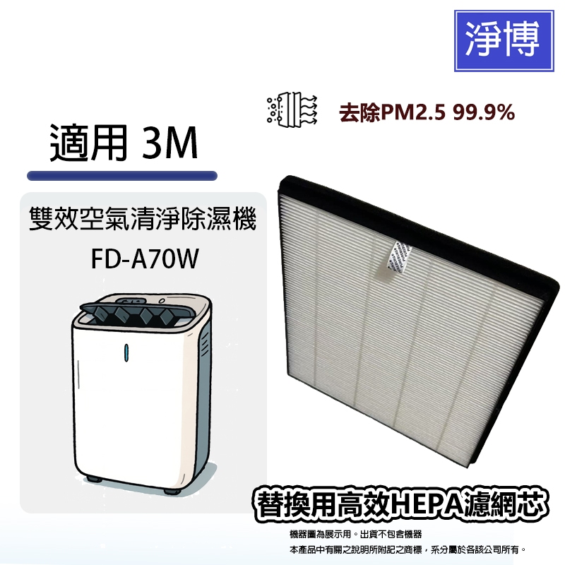 適用於3M FD-A70W雙效空氣清淨除濕機高效HEPA PM2.5靜電濾網濾芯 取代FD-A70F | 蝦皮購物