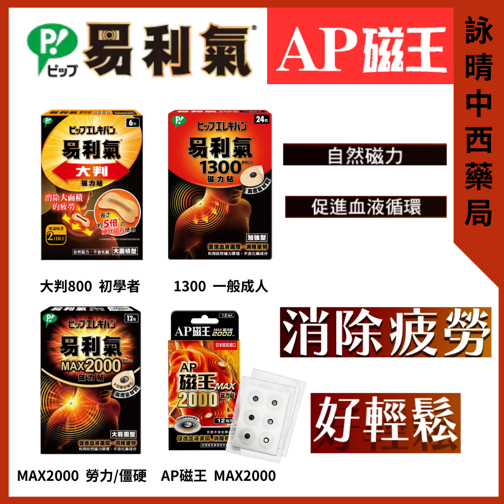 易利氣 磁力貼【詠晴中西藥局】800｜1300｜2000高斯 12粒/盒｜AP磁王 MAX2000 高斯釹磁鐵 12粒 | 蝦皮購物