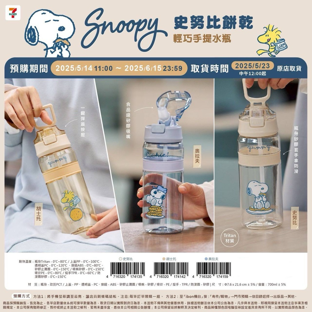 🌟台灣現貨🌟正版授權SNOOPY史努比系列Tritan吸管冷水瓶700ml | 蝦皮購物