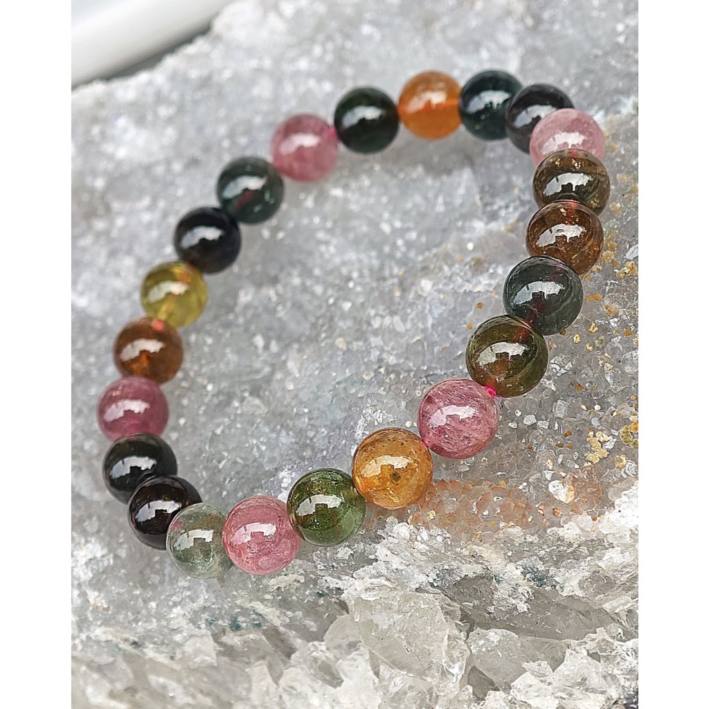 ☆福客舖☆P5751* 8.5mm 巴西天然彩色碧璽手鍊 25.2g 碧璽 彩碧 | 蝦皮購物
