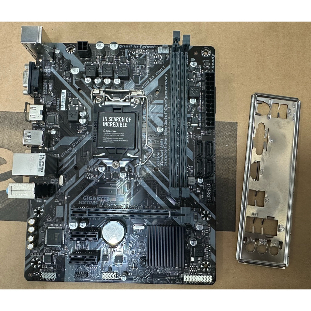 中古 二手 主機板 技嘉 H310M H 2.0 兩個記憶體插槽正常 一個USB孔壞掉 可以開機 | 蝦皮購物
