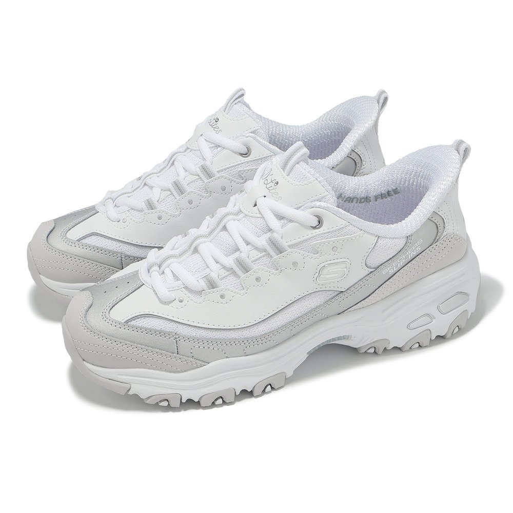 57-SKECHERS 女鞋 老爹鞋 復古 增高 白 D’Lites Smooth Nostalgia Slip Ins | 蝦皮購物