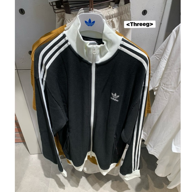 Threeg ADIDAS OG OVERSIZE 運動外套 針織 蜂巢格紋 時尚 黑 男款 KC2619 | 蝦皮購物