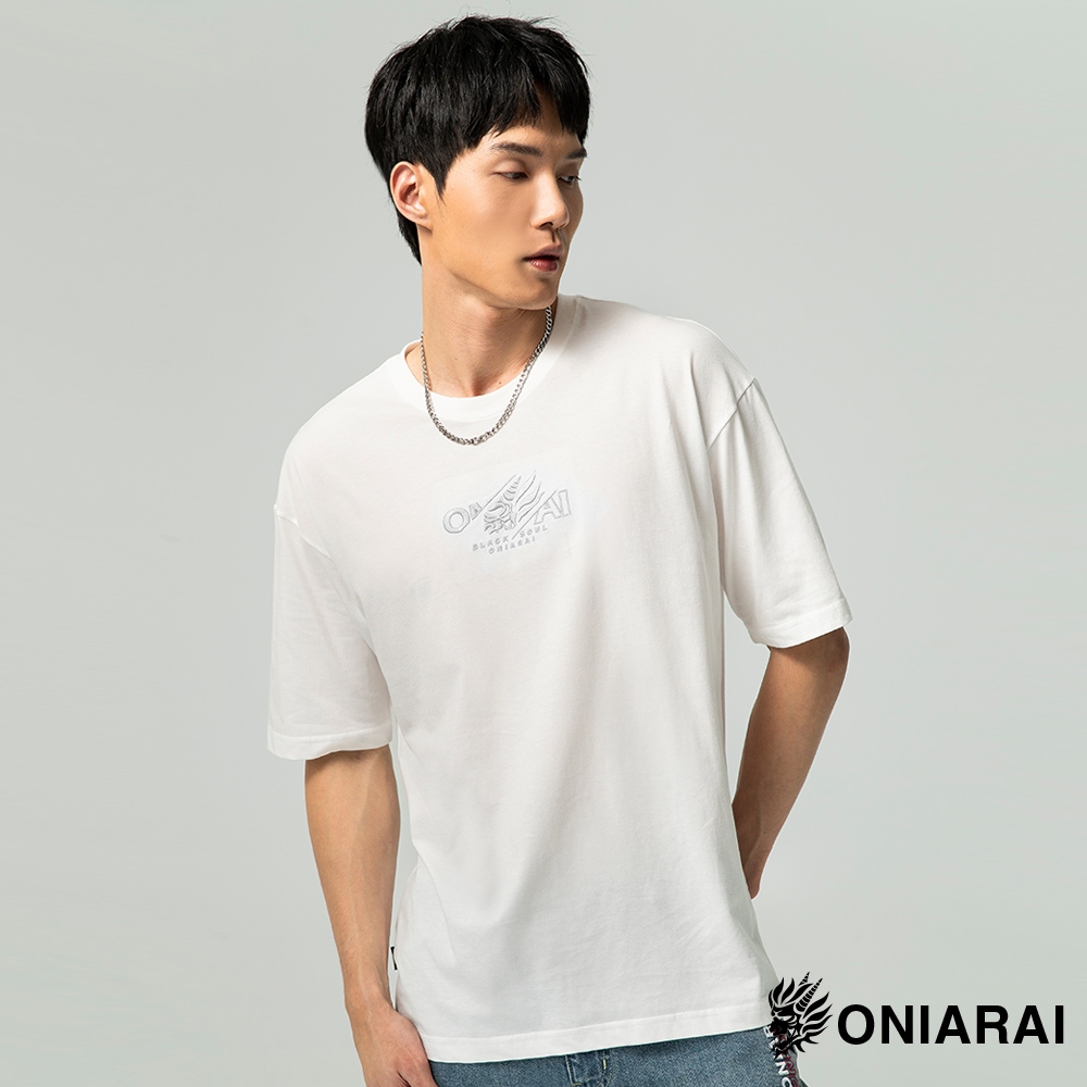 BLUE WAY 鬼洗 ONIARAI - 男款 黑魂重工LOGO落肩短TEE(白) | 蝦皮購物