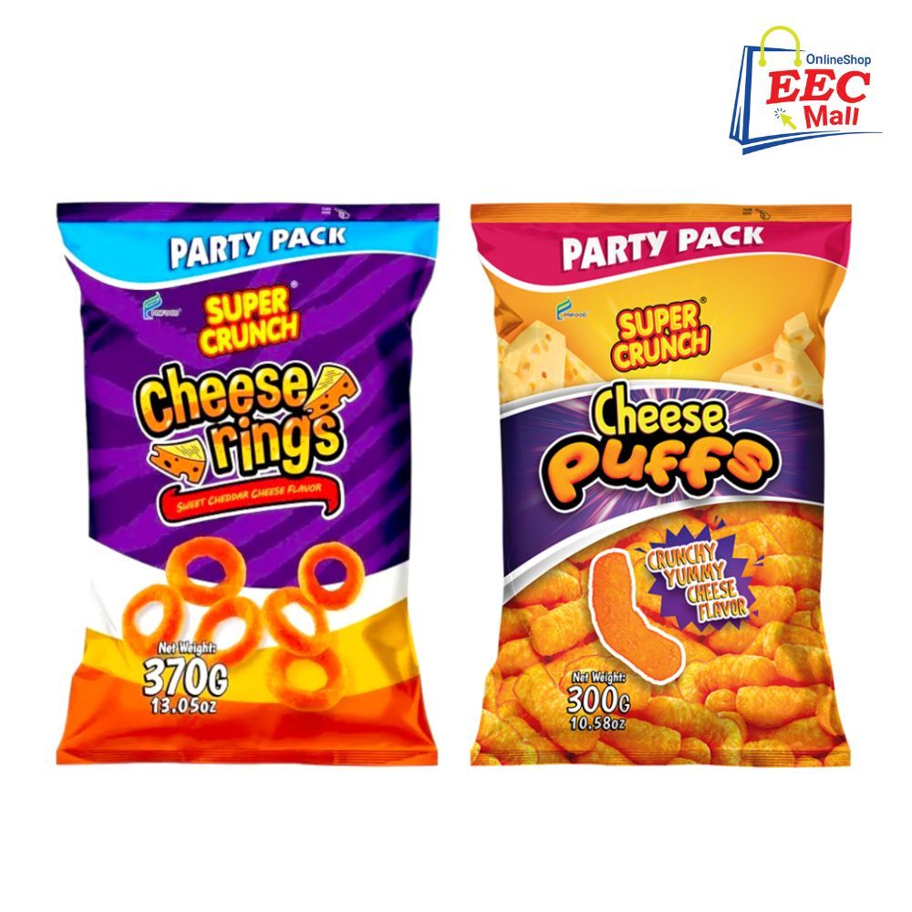 PRIFOOD SUPER CRUNCH 起司風味泡芙脆條 Cheese Ring/Puffs Party Pack | 蝦皮購物