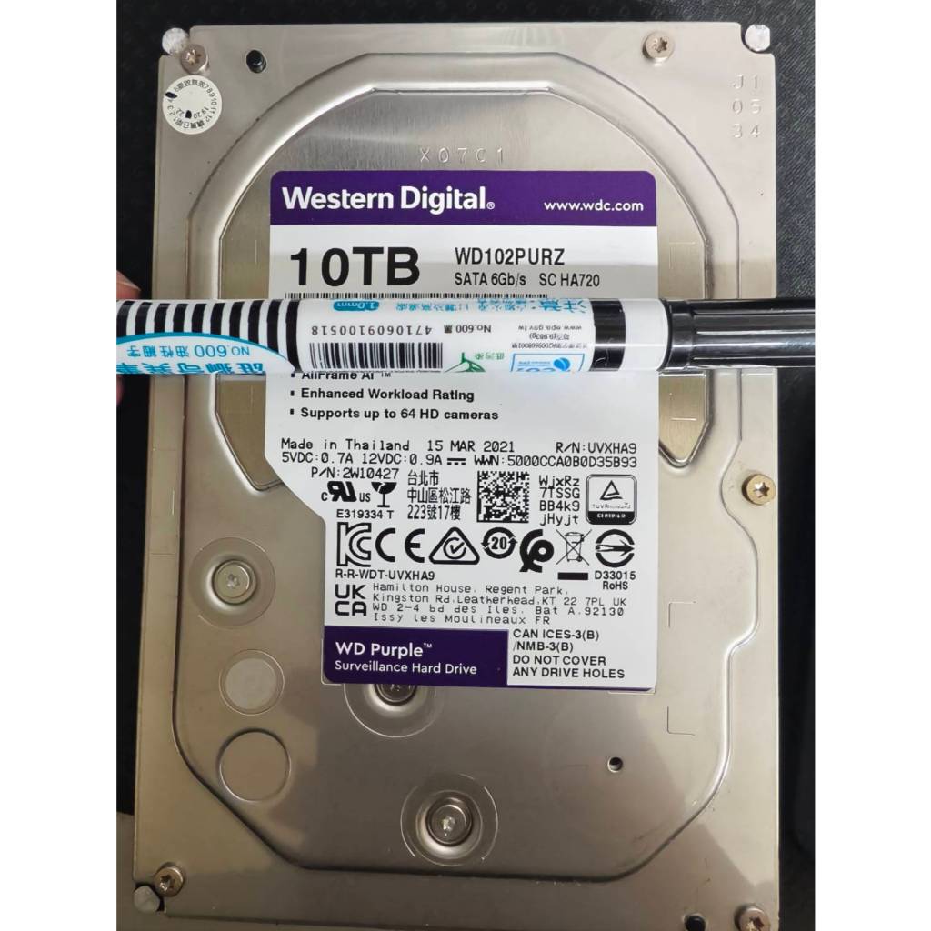 WD威騰-WD102PURZ-紫標監控硬碟-10TB(二手良品) | 蝦皮購物