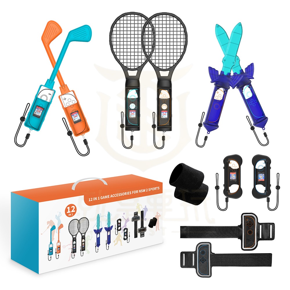 【就是要玩】NS2 Switch2 JYS-2277 體感運動套組 12合1 SPORTS 運動 腕帶 球拍 球桿 握把 | 蝦皮購物
