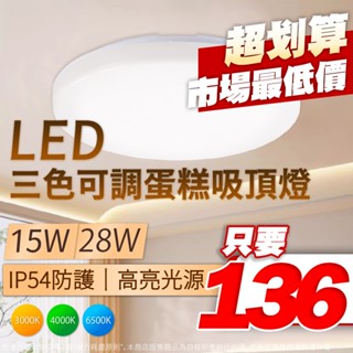 【蝦皮最便宜】只要136元 台灣品牌 LED 蛋糕吸頂燈 28W 15W IP54防塵防水 吸頂燈 房間 博士級吸頂燈 | 蝦皮購物