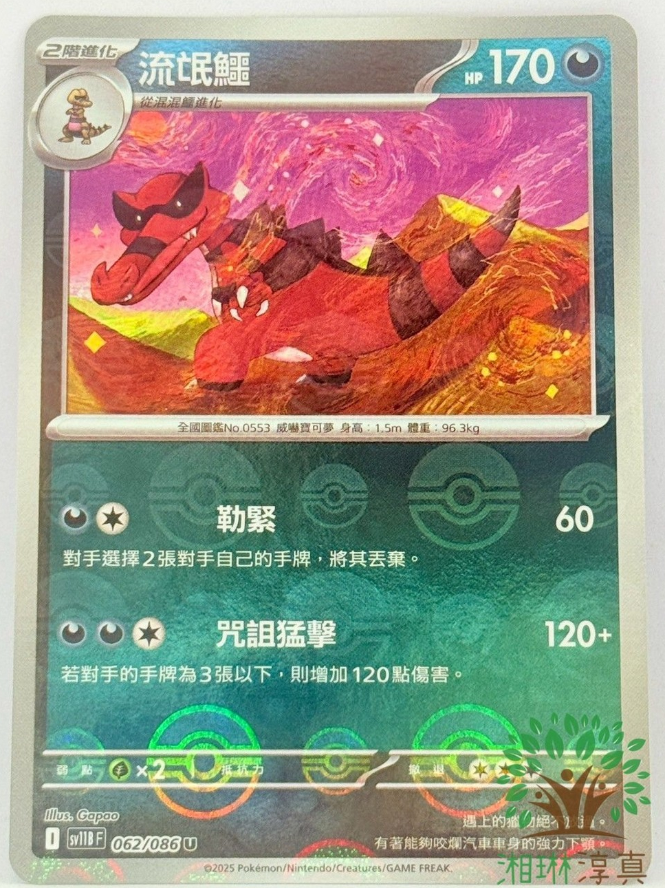 【湘琳淳真】寶可夢 PTCG 流氓鱷 SV11B 062 精靈 球閃 閃卡 漆黑伏特 中文 正版 卡牌 | 蝦皮購物