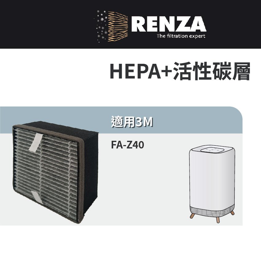 適用 3M FA-Z40 極淨化空氣清淨機 3.3坪 HEPA+活性碳 濾網 濾芯 濾心 | 蝦皮購物