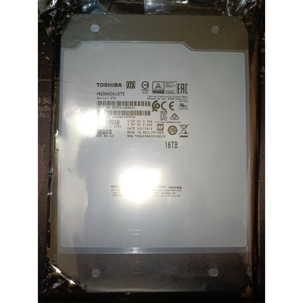 全新 現貨 TOSHIBA 東芝 企業級 16TB 16T MG08ACA16TE SATA 氦氣 硬碟 | 蝦皮購物