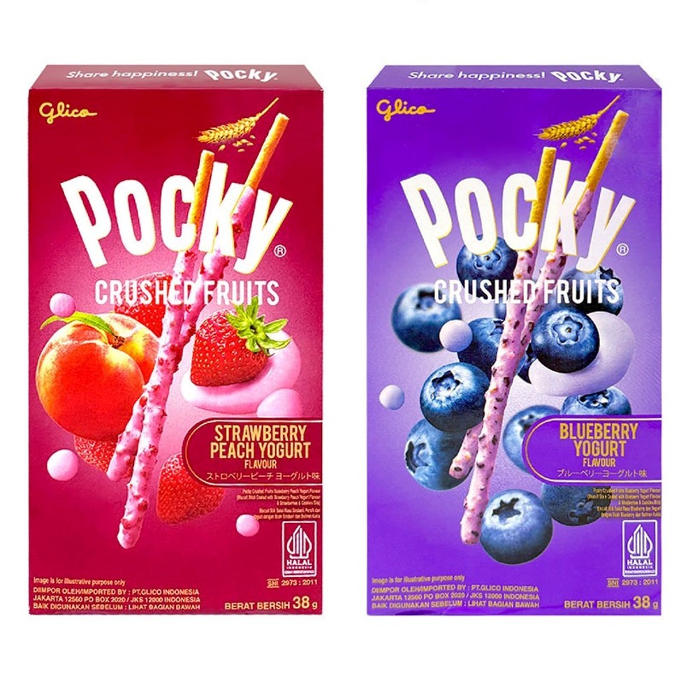 【全新】百奇 Pocky 果粒優格棒 (藍莓、草莓蜜桃 / 38g) 點心 餅乾 pocky棒 | 蝦皮購物