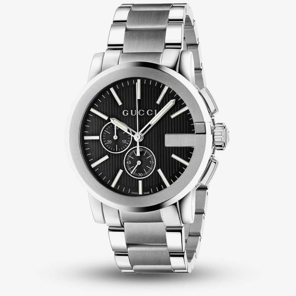 Gucci 古馳 G-Chrono Black Dial Stainless Steel Watch YA101204 | 蝦皮購物